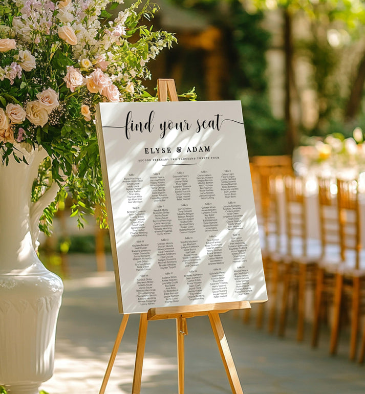 Leyton Script | Printable Seating Chart Template – Black Bow Studio