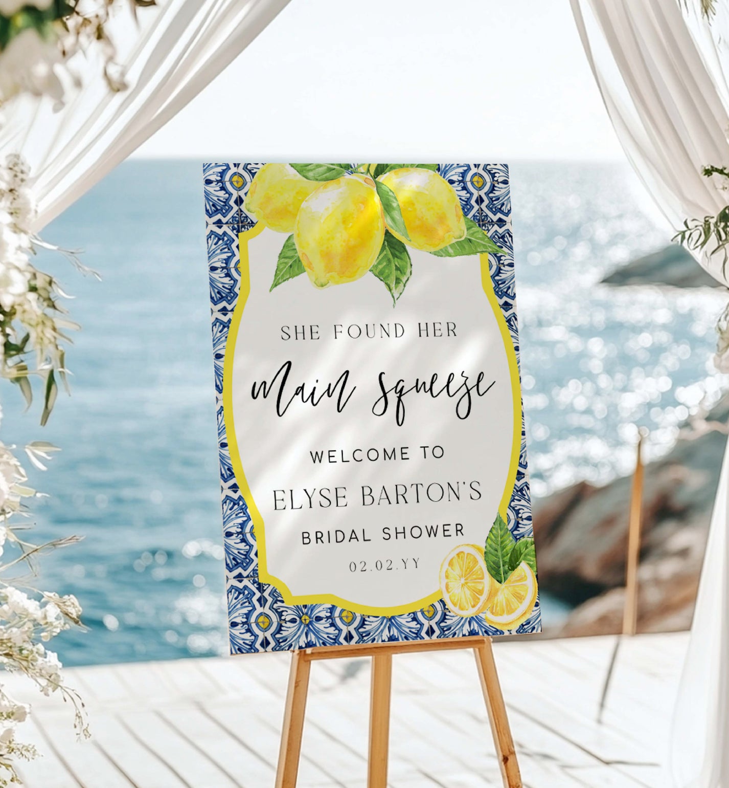 Positano Lemons | Printable Main Squeeze Welcome Sign Template – Black ...