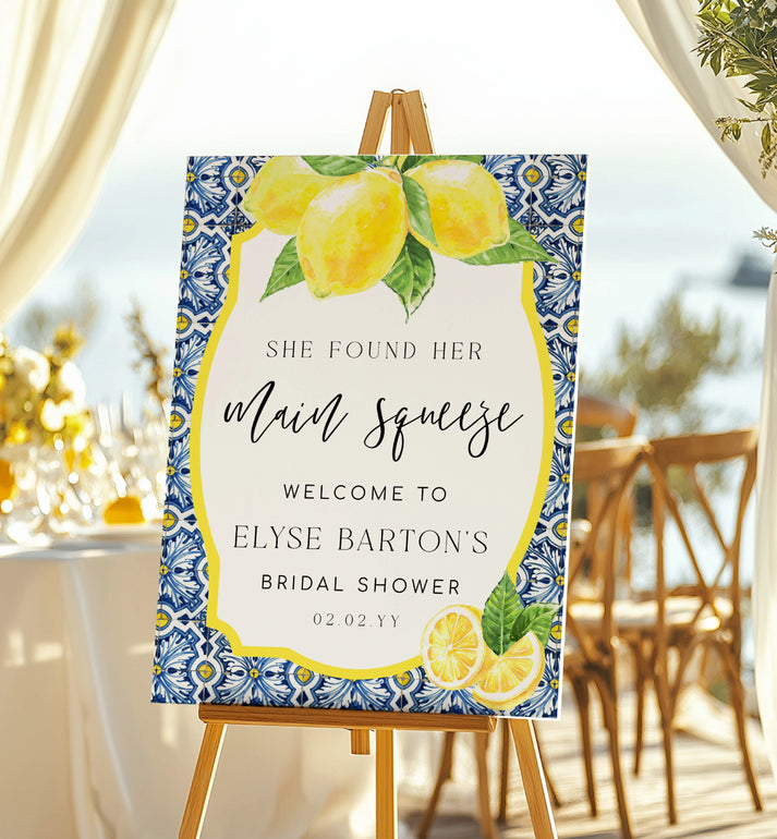 Positano Lemons | Printable Main Squeeze Welcome Sign Template – Black ...
