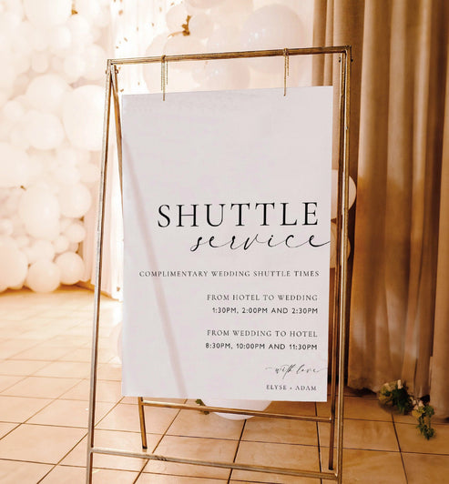 Ellesmere White | Printable Shuttle Service Sign Template – Black Bow ...