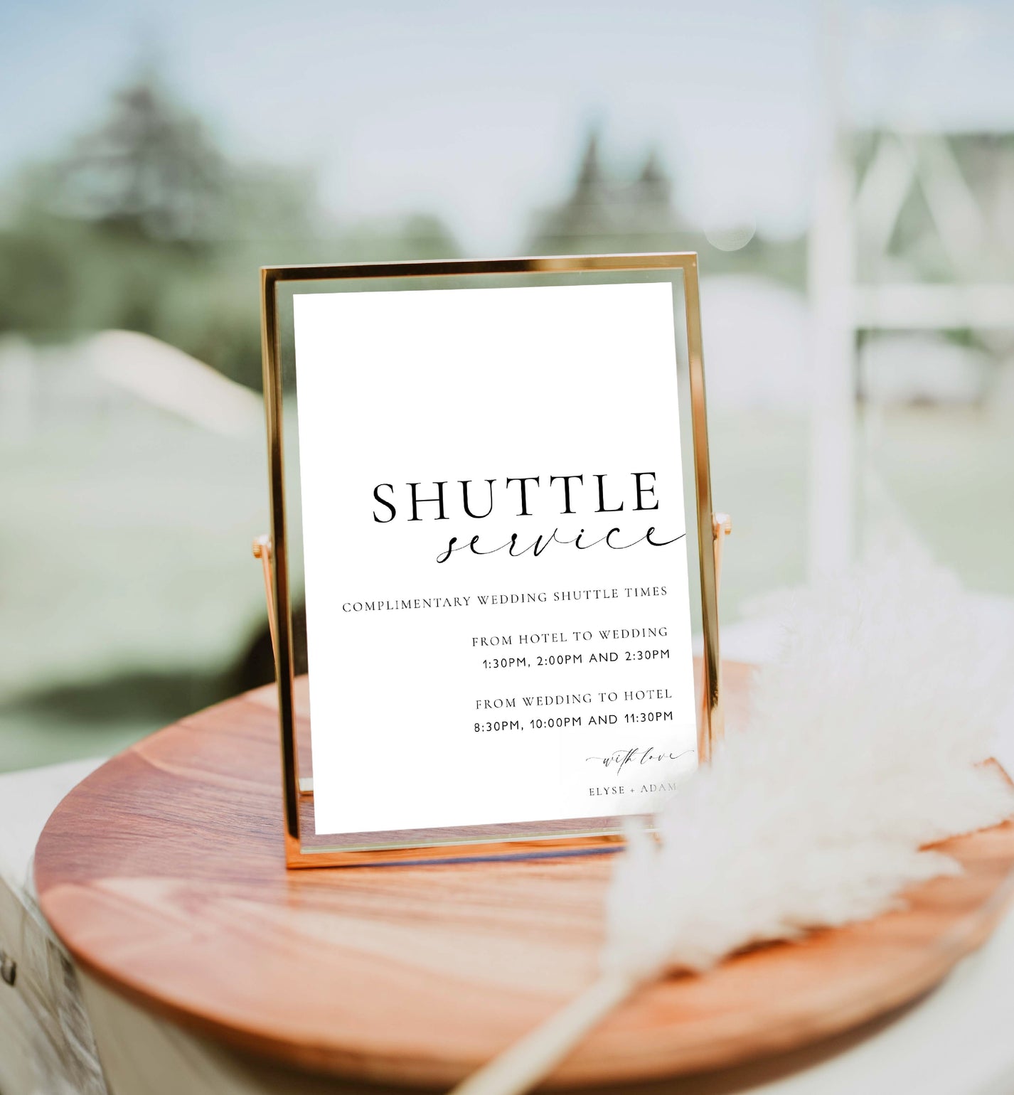 Ellesmere White | Printable Shuttle Service Sign Template – Black Bow ...