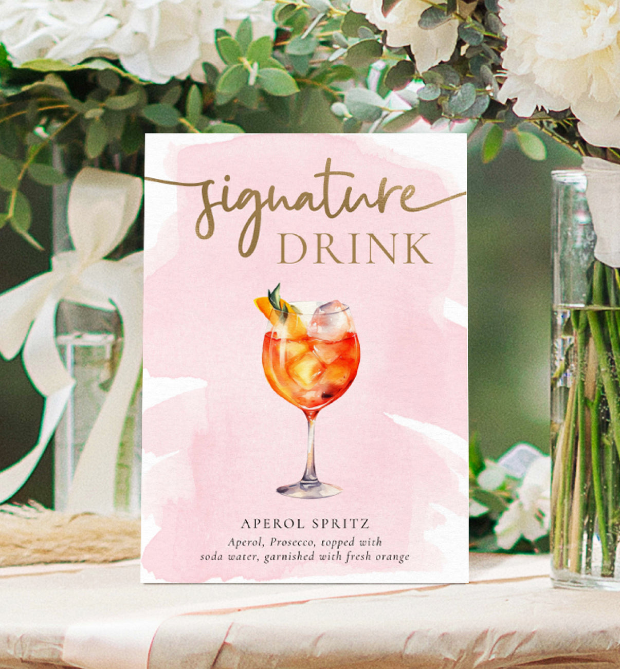 Watercolour Pink | Printable Signature Drink Menu Sign Template – Black ...