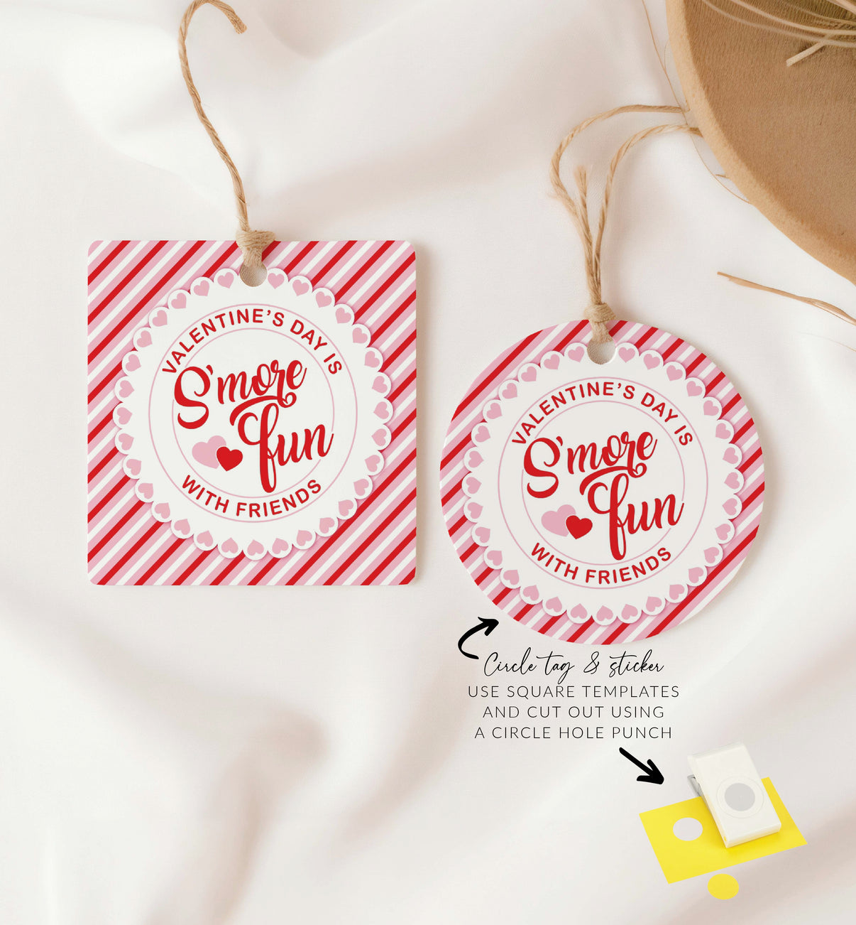 Stripe Red Pink | Printable S'More Fun Valentine Tag Template – Black ...