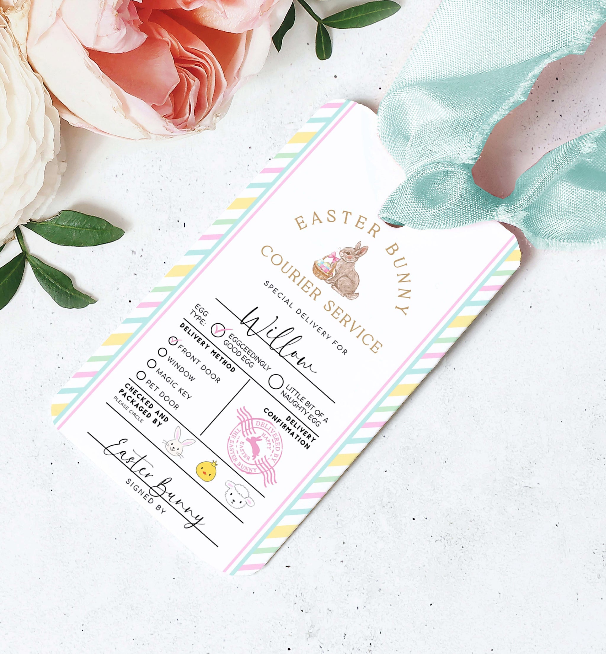 Easter Stripe | Printable Easter Gift Tag Template – Black Bow Studio