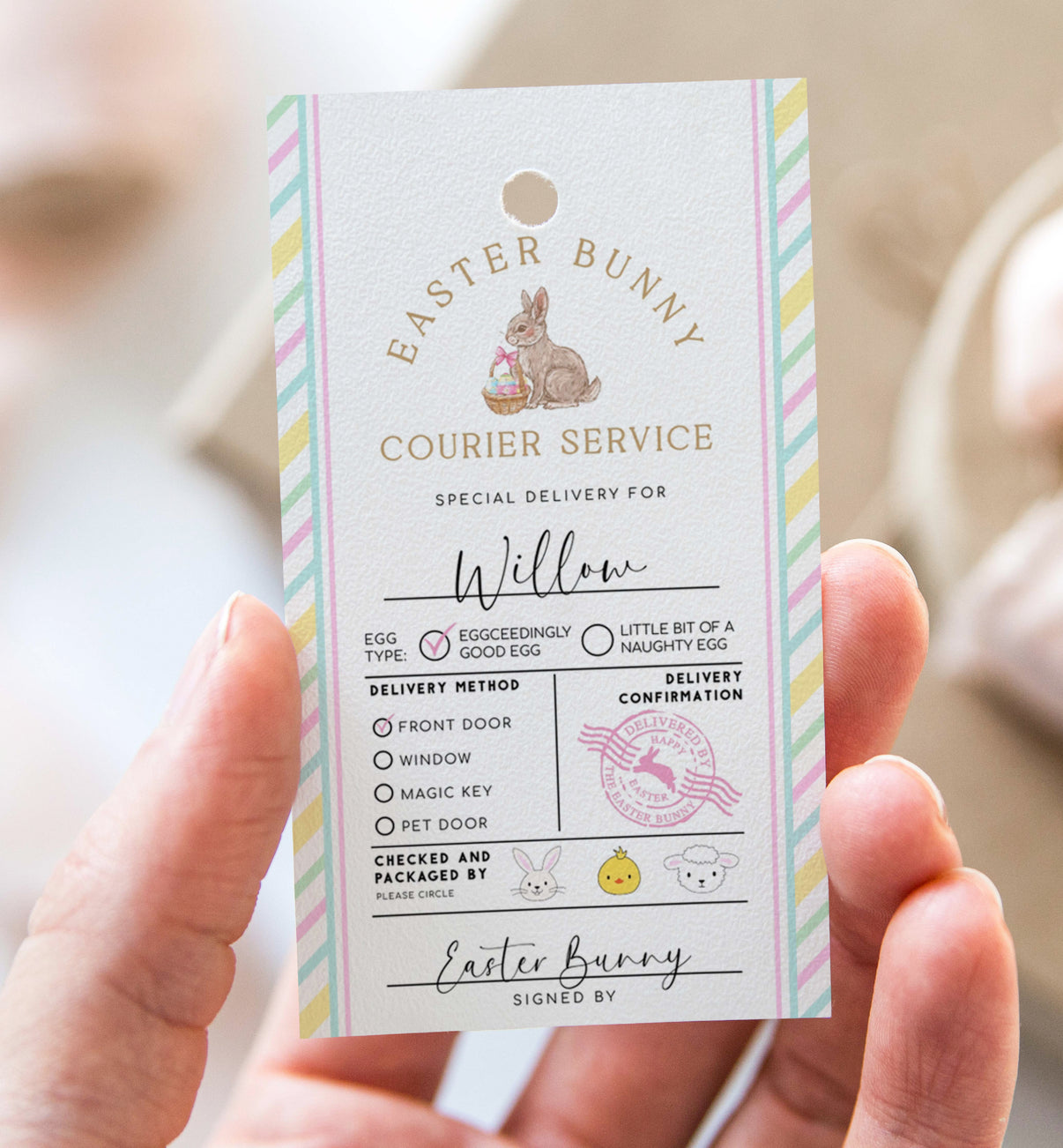 Easter Stripe | Printable Easter Gift Tag Template – Black Bow Studio