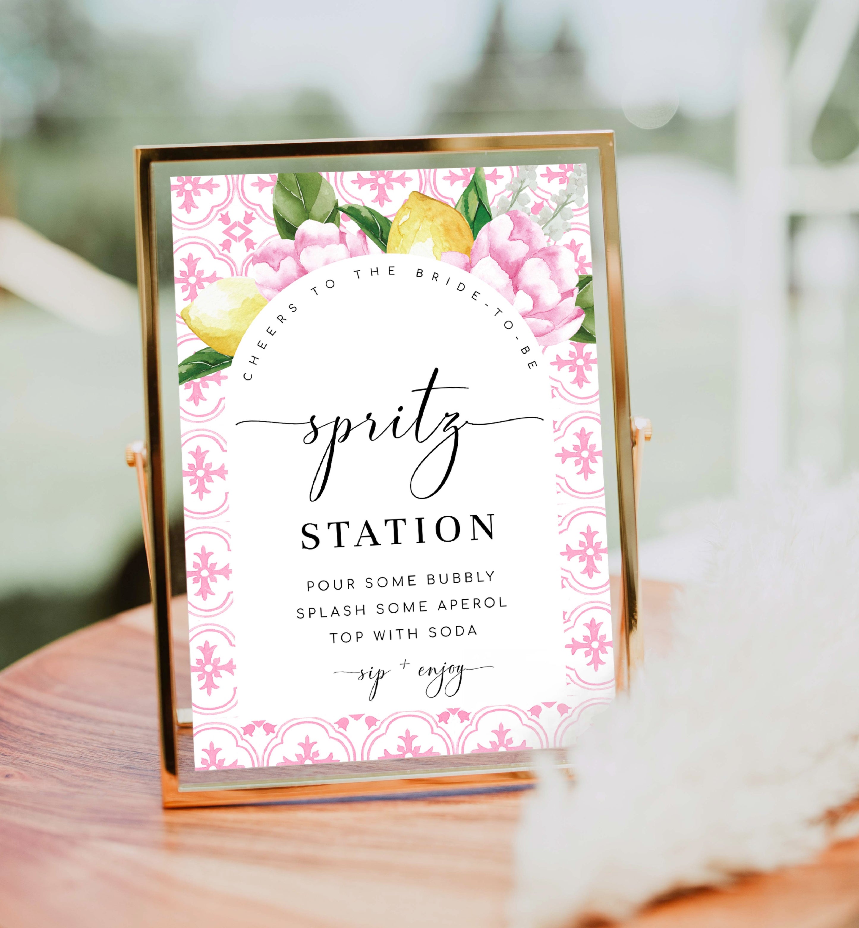 The Med Arch Pink Lemons | Printable Spritz Station Sign Template ...