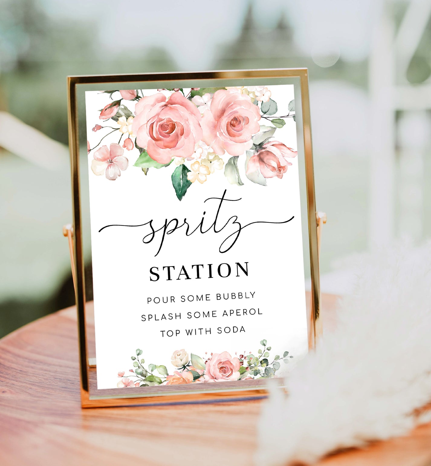 Darcy Floral Pink | Printable Spritz Station Sign Template – Black Bow ...