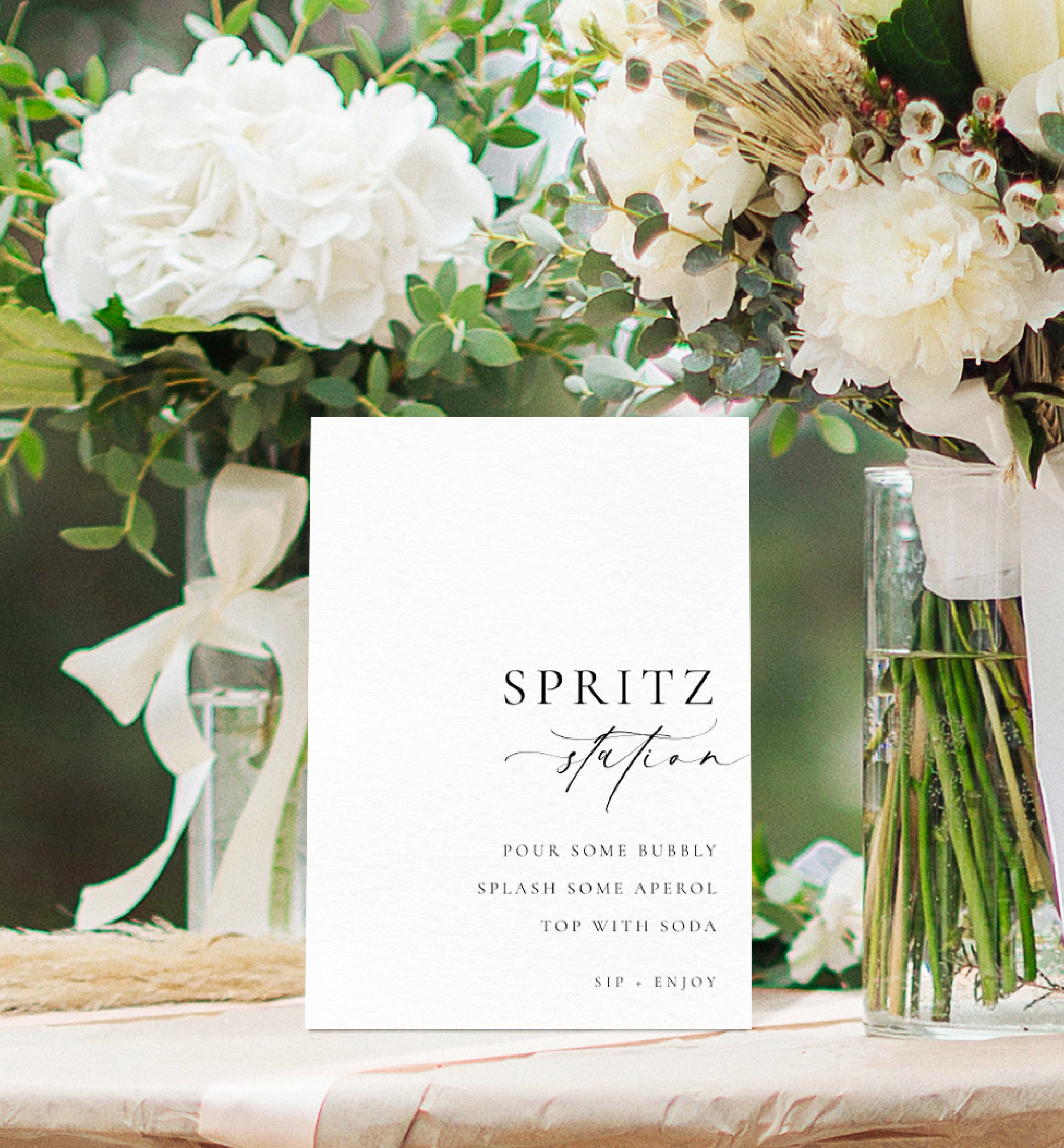 Ellesmere White | Printable Spritz Station Sign Template – Black Bow Studio