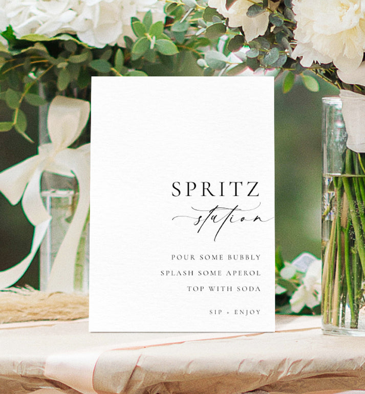 Ellesmere White | Printable Spritz Station Sign Template – Black Bow Studio
