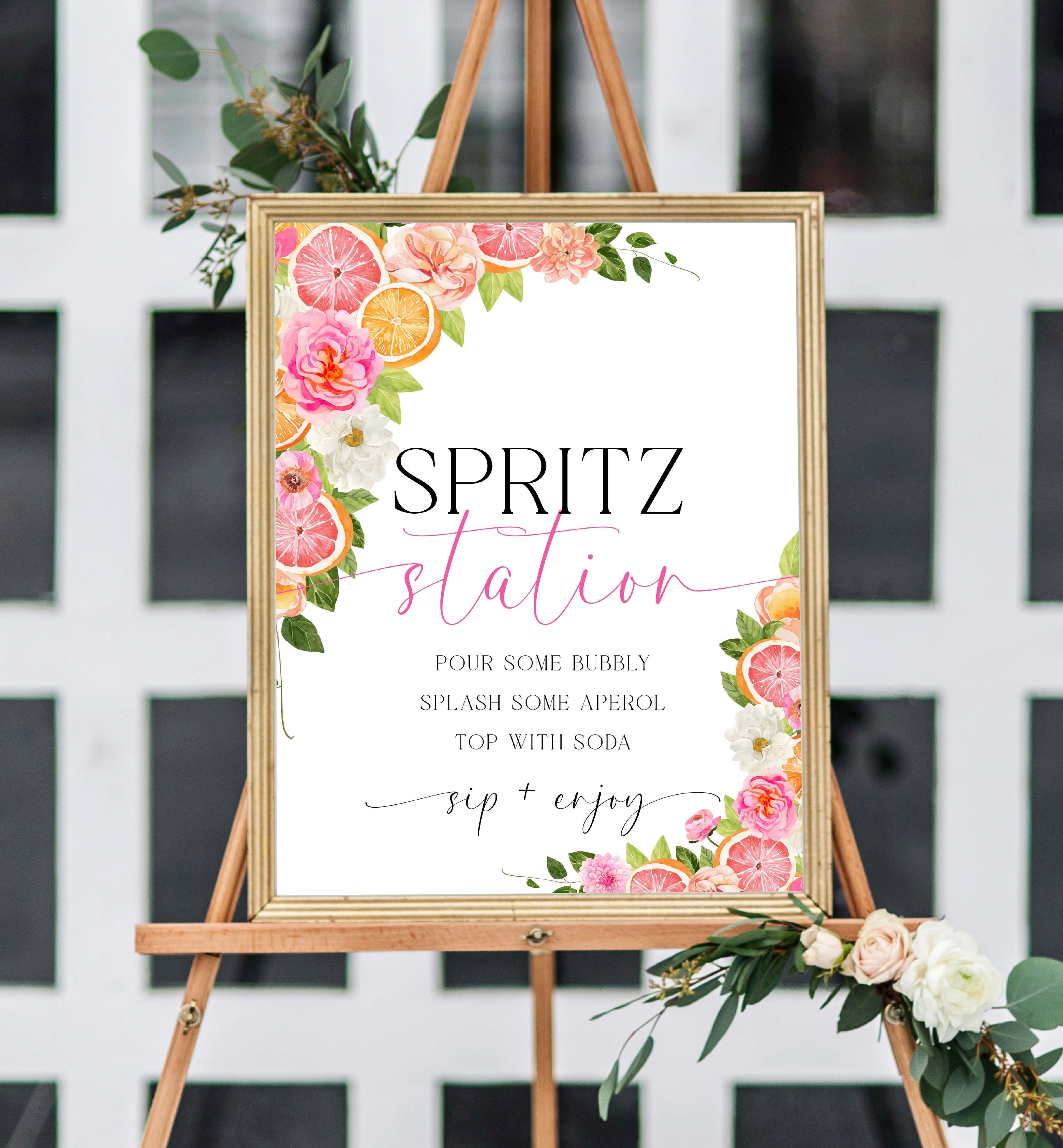 Pomelo White | Printable Spritz Station Sign Template – Black Bow Studio