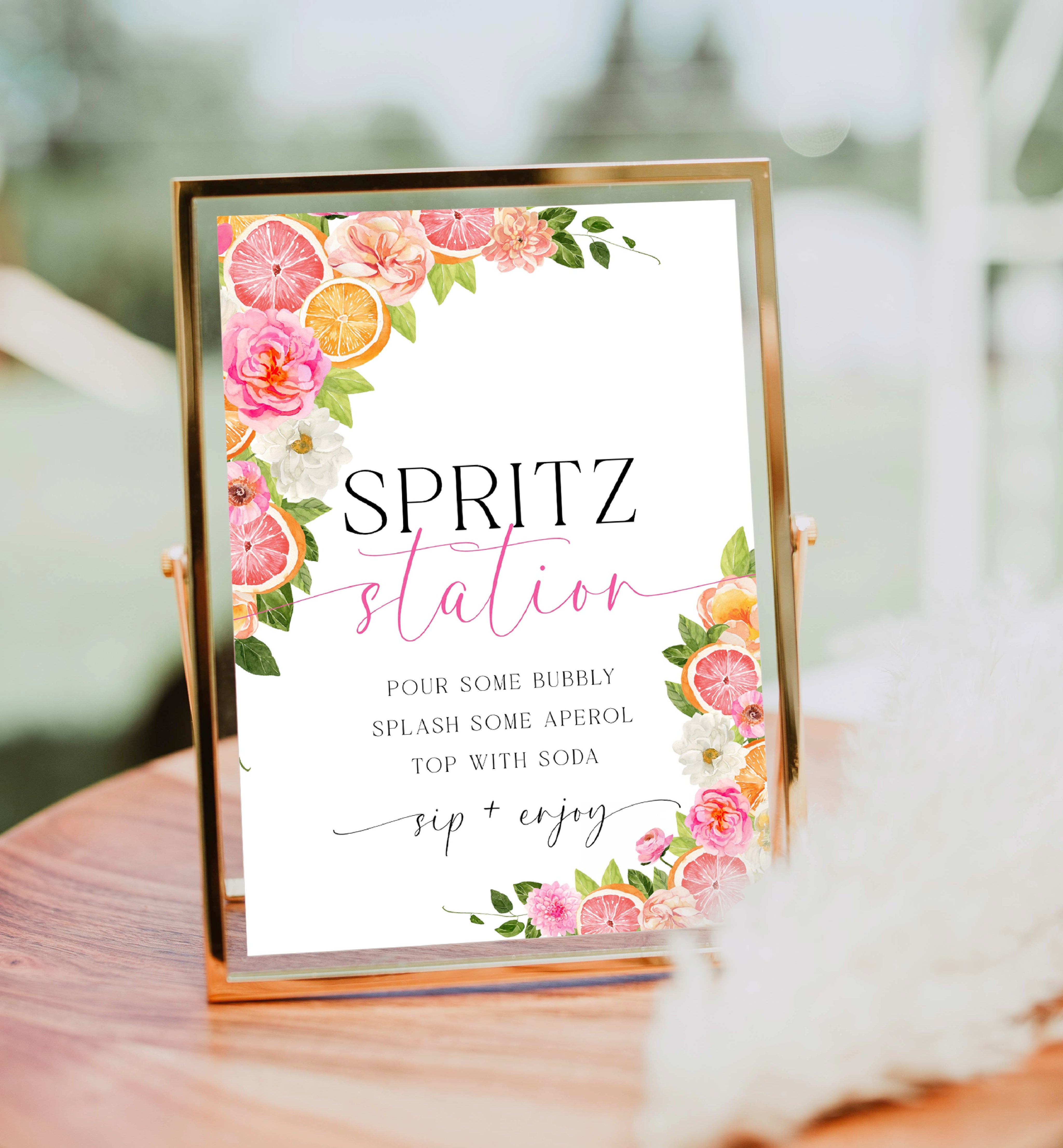 Pomelo White | Printable Spritz Station Sign Template – Black Bow Studio