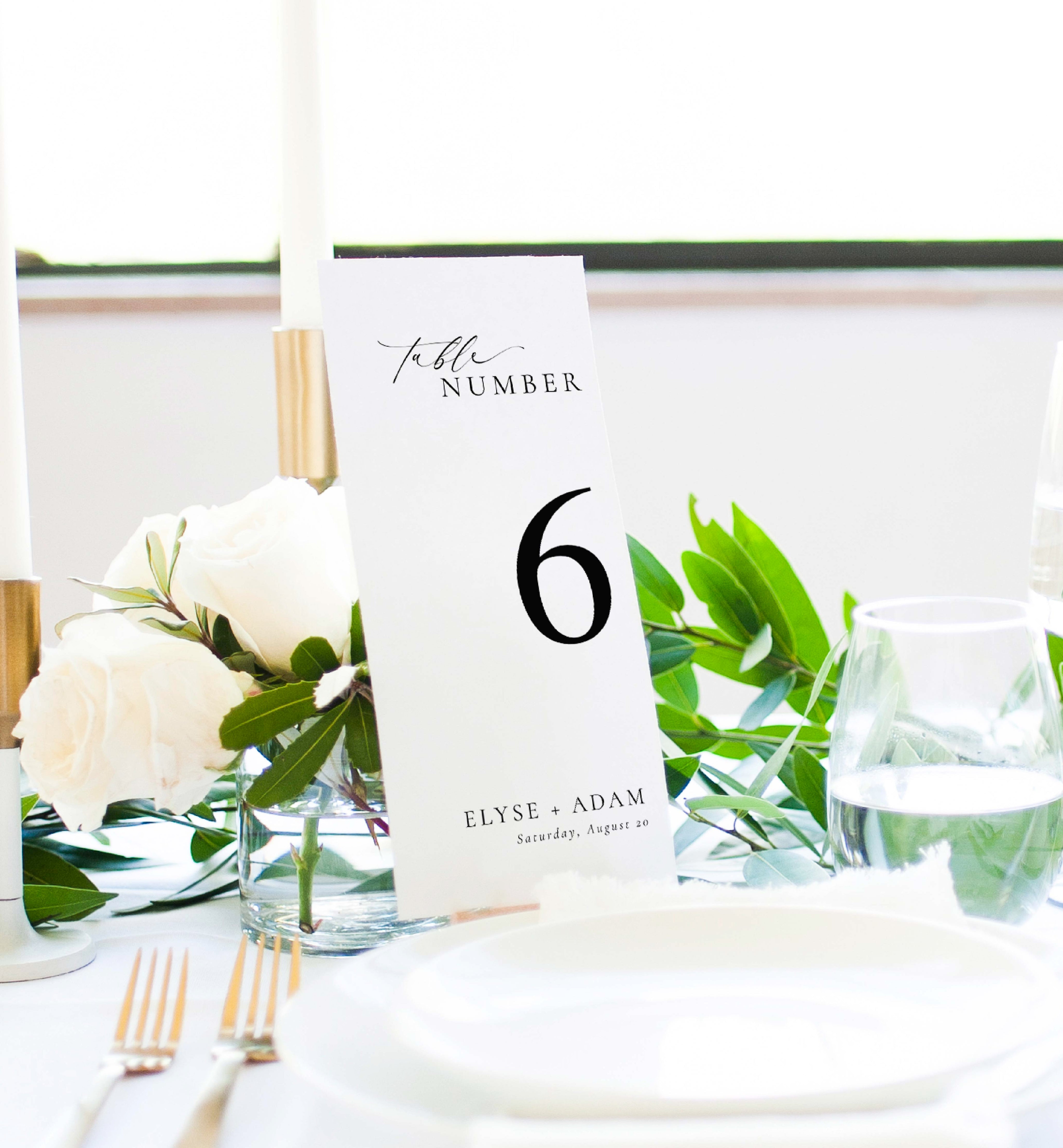 Ellesmere White | Printable Table Numbers Template – Black Bow Studio