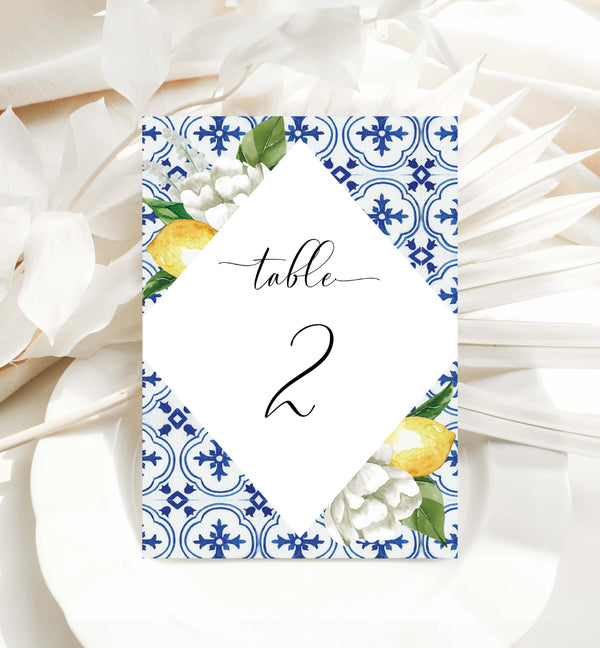 The Med Lemons | Printable Table Numbers Template – Black Bow Studio