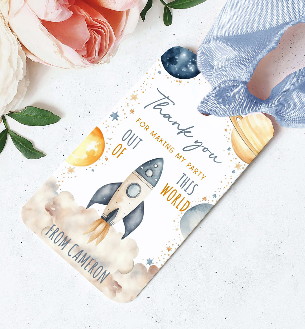 Space White | Printable Thank You Favour Tag Template – Black Bow Studio