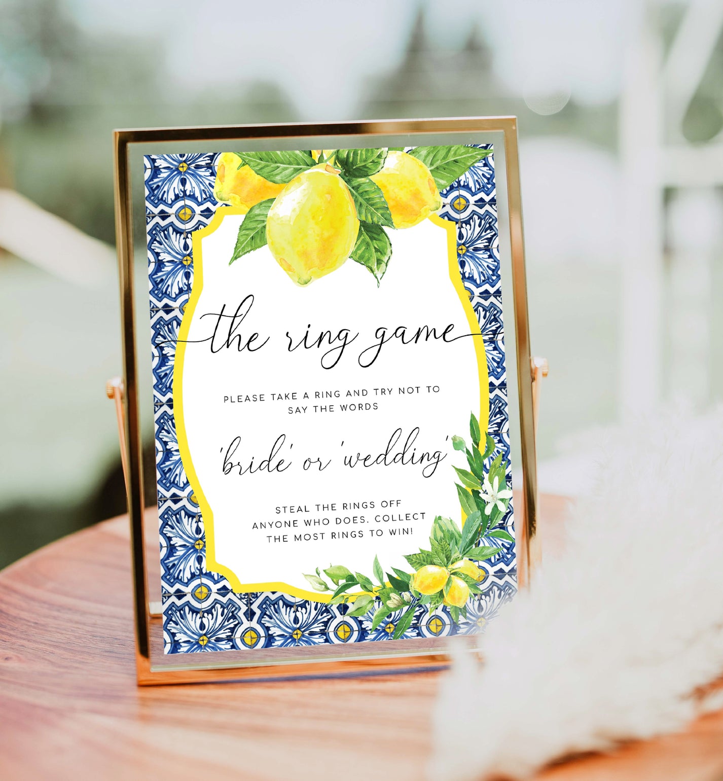 Positano Lemons | Printable The Ring Game Sign Template – Black Bow Studio