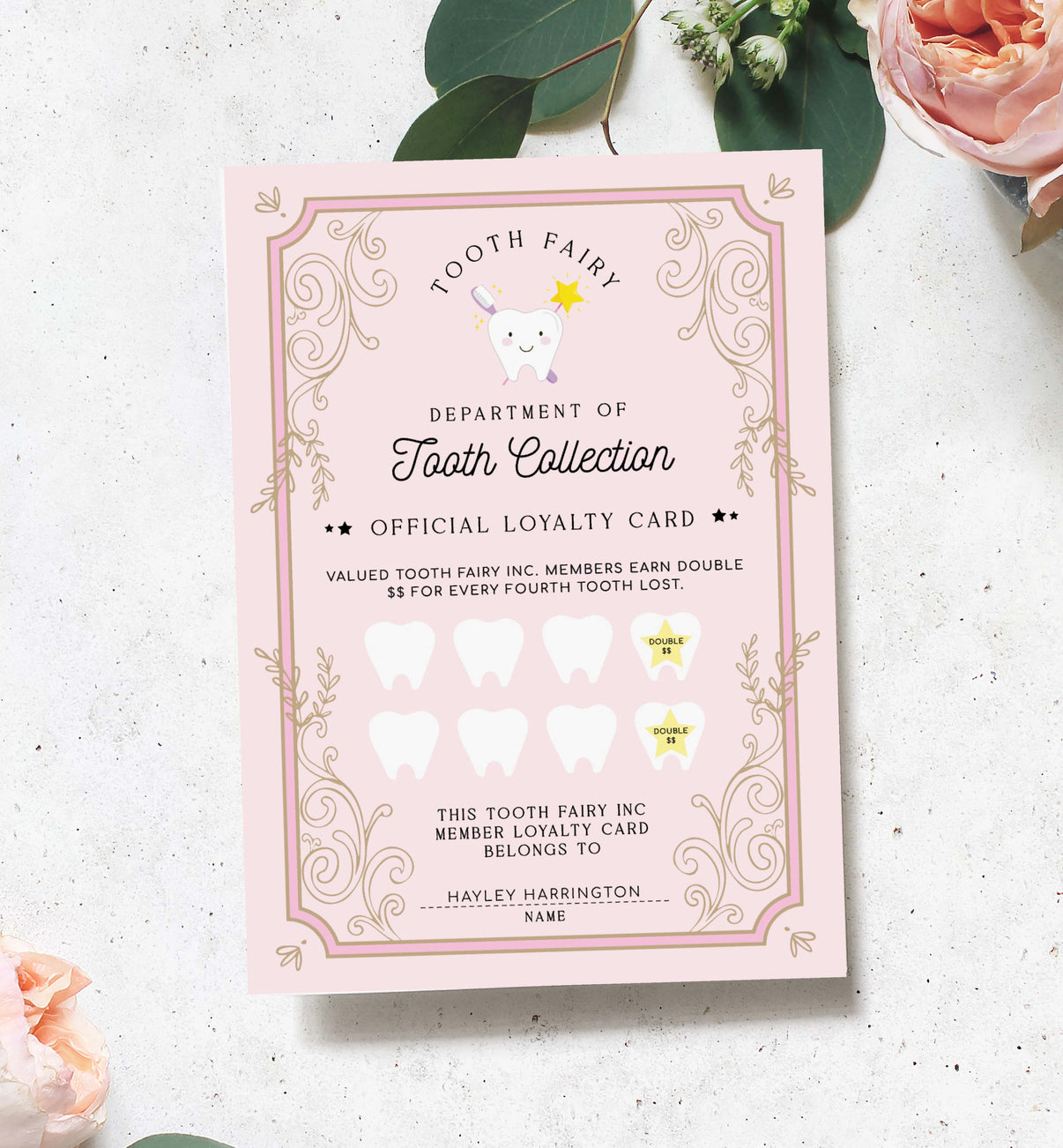 Tooth Fairy Pink | Printable Tooth Collection Letter and Receipt Templ ...