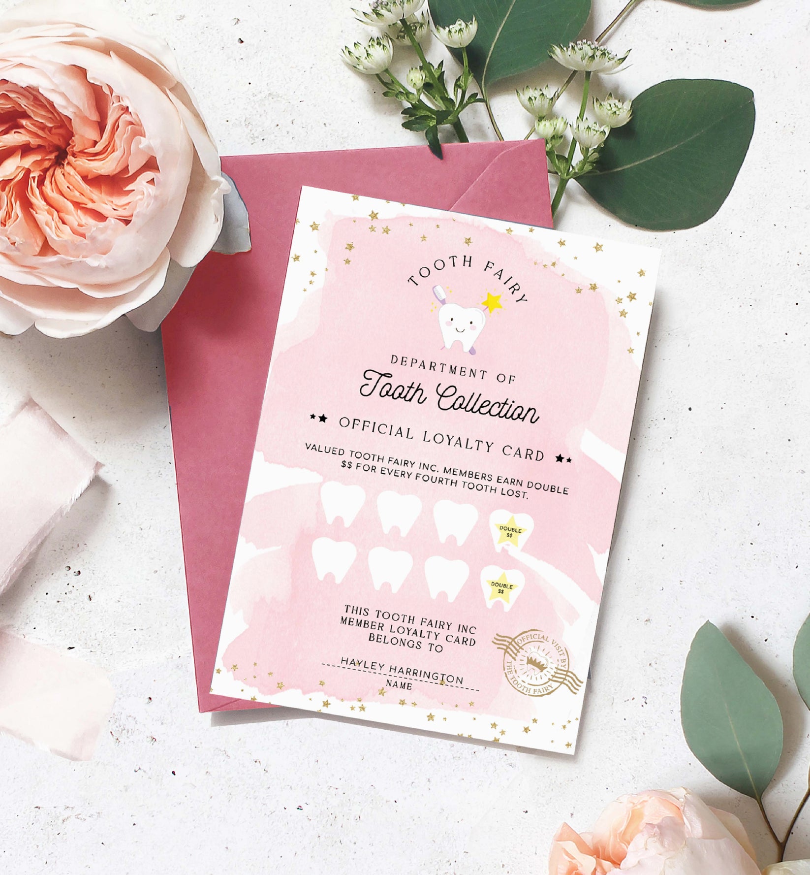 Tooth Fairy Pink | Printable Tooth Collection Letter and Receipt Templ ...