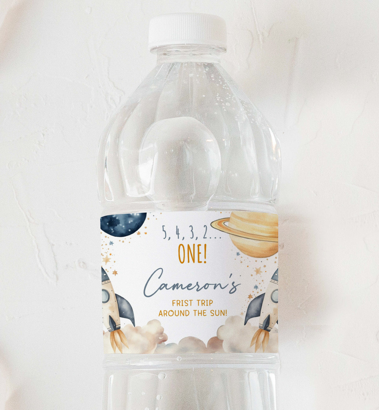 Space White | Printable Water Bottle Favour Labels Template – Black Bow ...