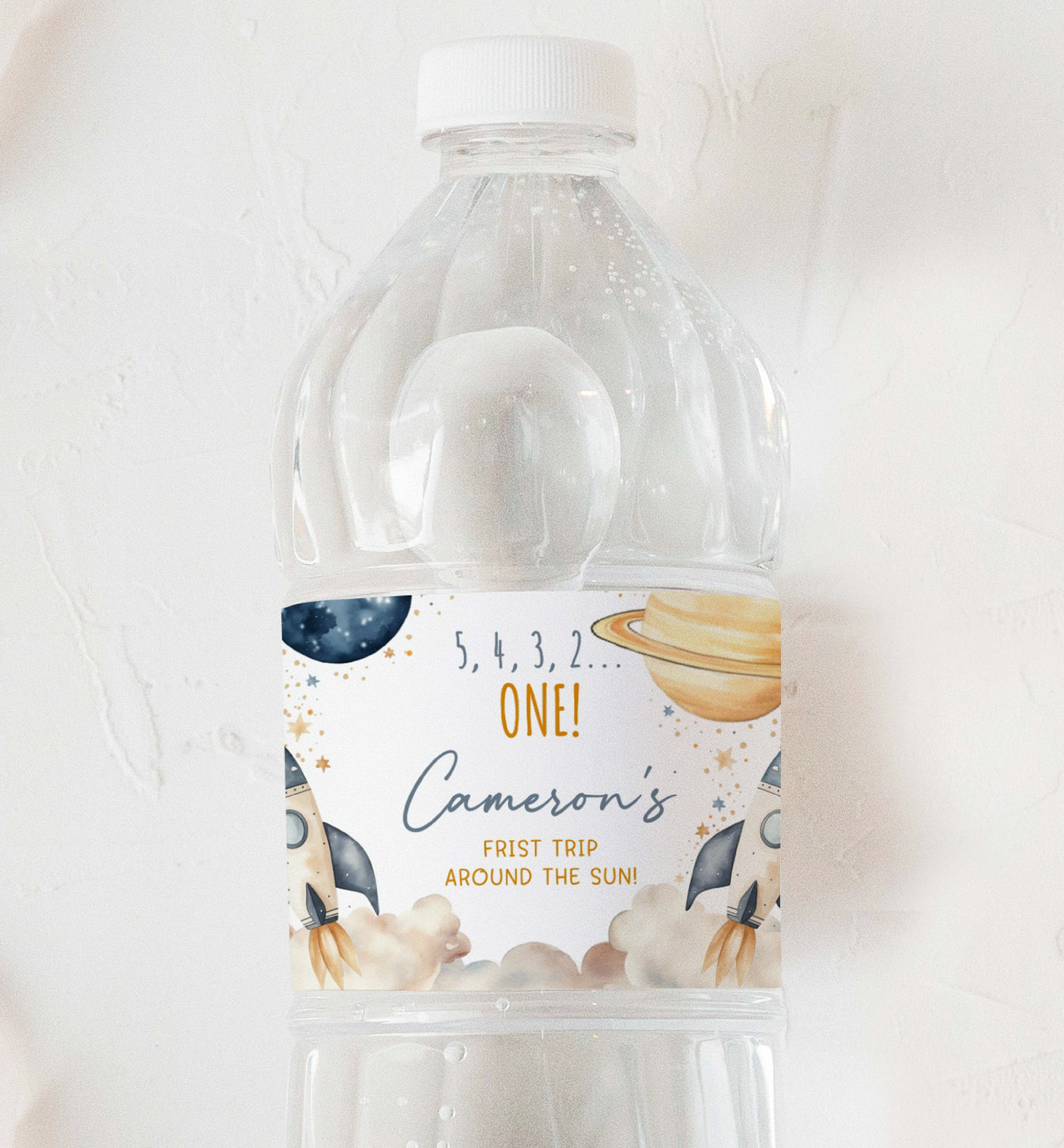 Space White | Printable Water Bottle Favour Labels Template – Black Bow ...