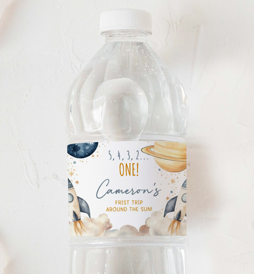 Space White | Printable Water Bottle Favour Labels Template – Black Bow ...