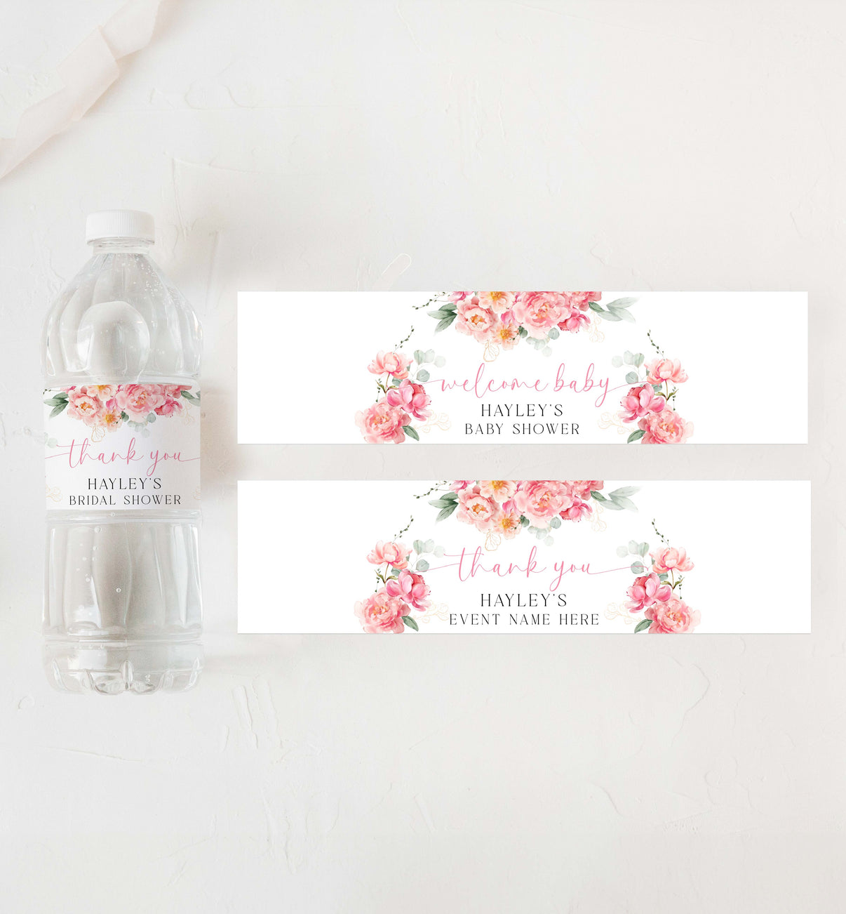 Piper Floral White | Printable Water Bottle Labels Template – Black Bow ...