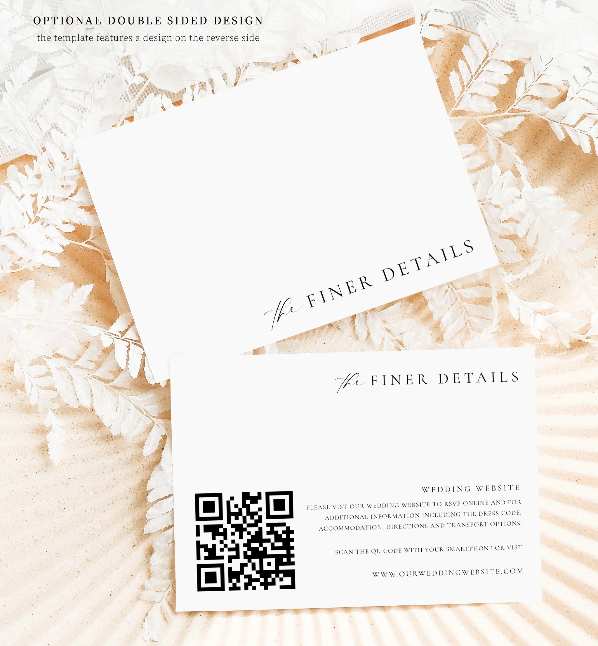 Ellesmere White | Printable QR Wedding Website Card Template – Black ...