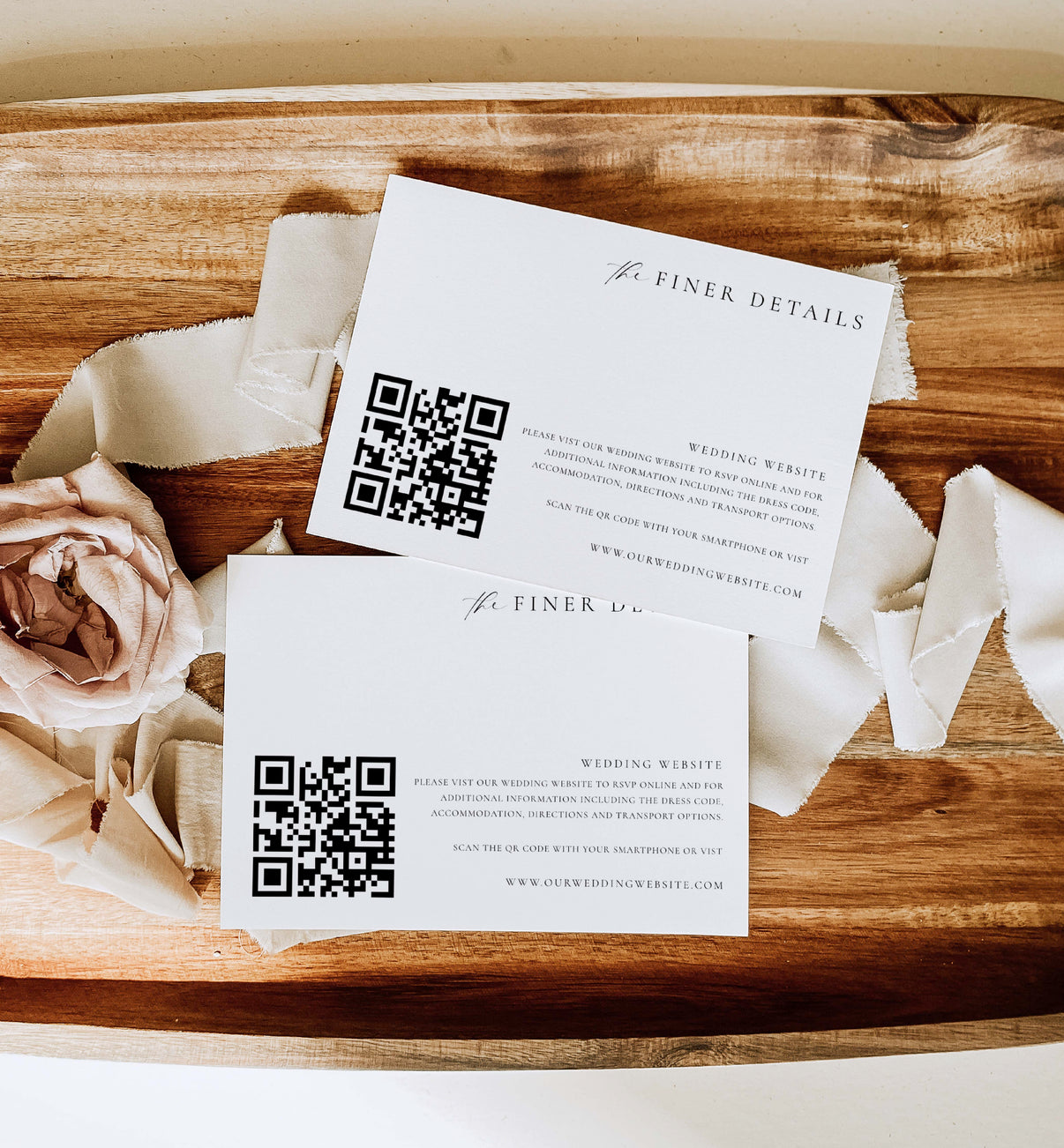 Ellesmere White | Printable QR Wedding Website Card Template – Black ...