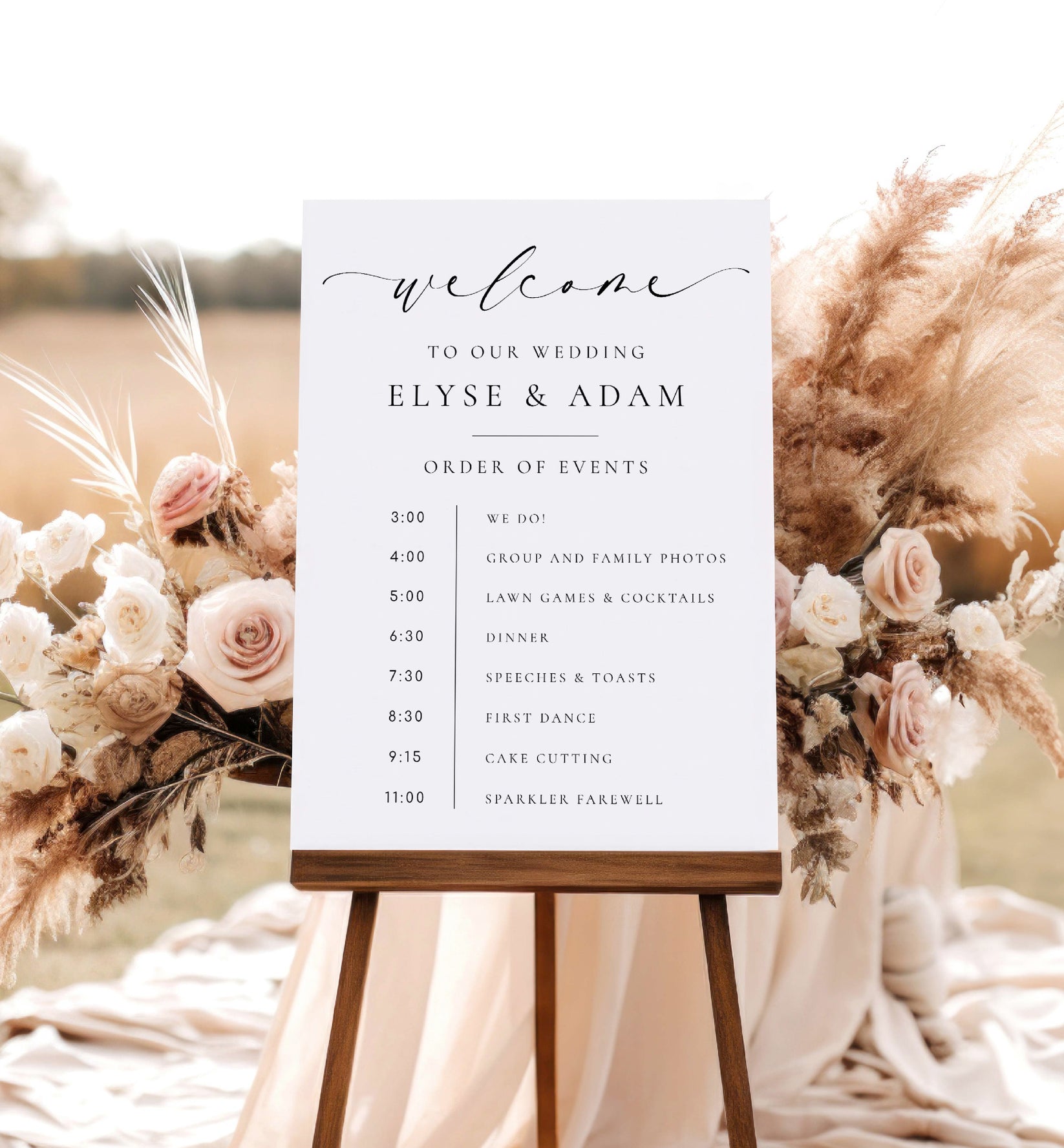 Ellesmere White | Printable Order Of Events Welcome Sign Template ...