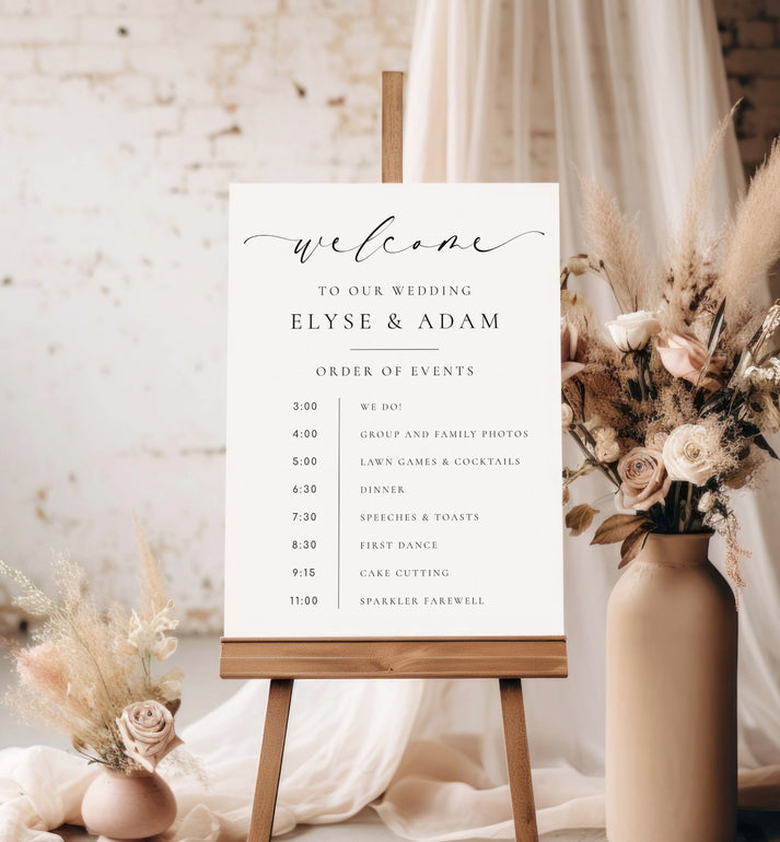Ellesmere White | Printable Order Of Events Welcome Sign Template ...