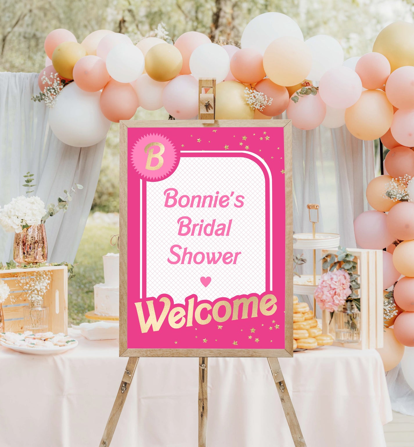 Barbie Party Hot Pink Gold | Printable Welcome Sign Template – Black ...