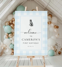 Gingham Blue Dog | Printable Welcome Sign Template – Black Bow Studio