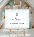Gingham Blue Teddy Bear | Printable Welcome Sign Template – Black Bow ...