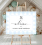 Gingham Blue Teddy Bear | Printable Welcome Sign Template – Black Bow ...