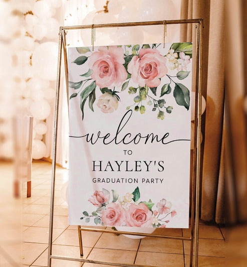 Darcy Floral Pink Printable Welcome Sign – Black Bow Studio