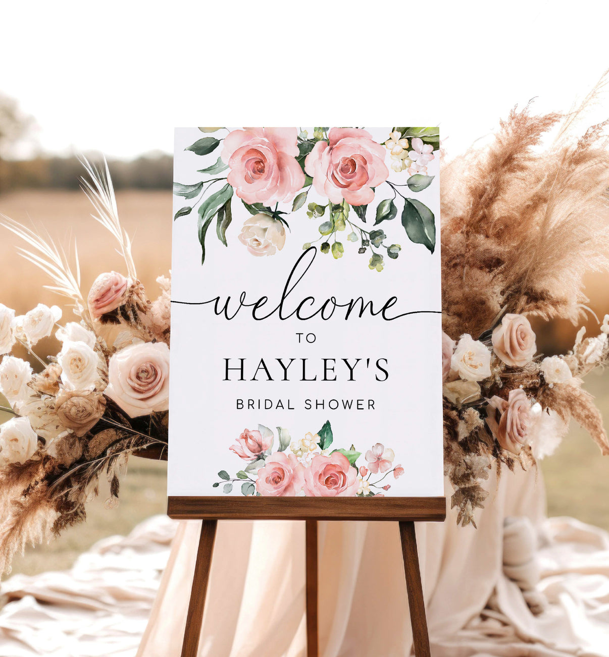 Darcy Floral Pink Printable Welcome Sign – Black Bow Studio
