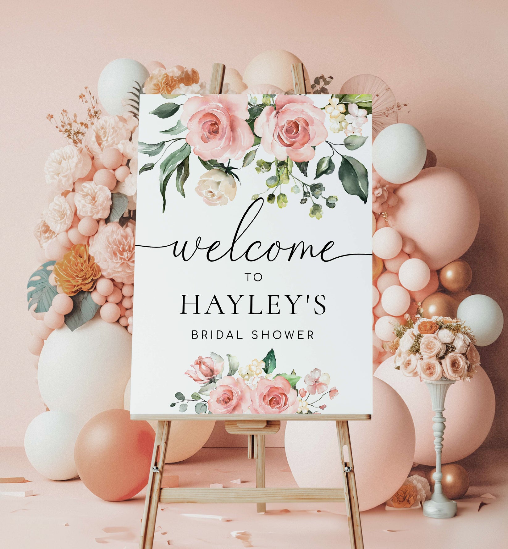 Darcy Floral Pink Printable Welcome Sign – Black Bow Studio