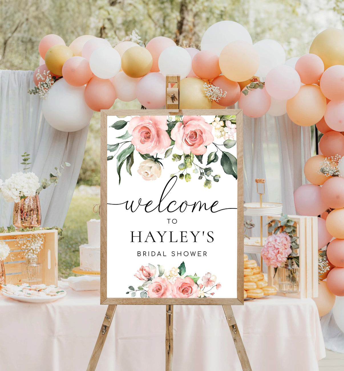Darcy Floral Pink Printable Welcome Sign – Black Bow Studio