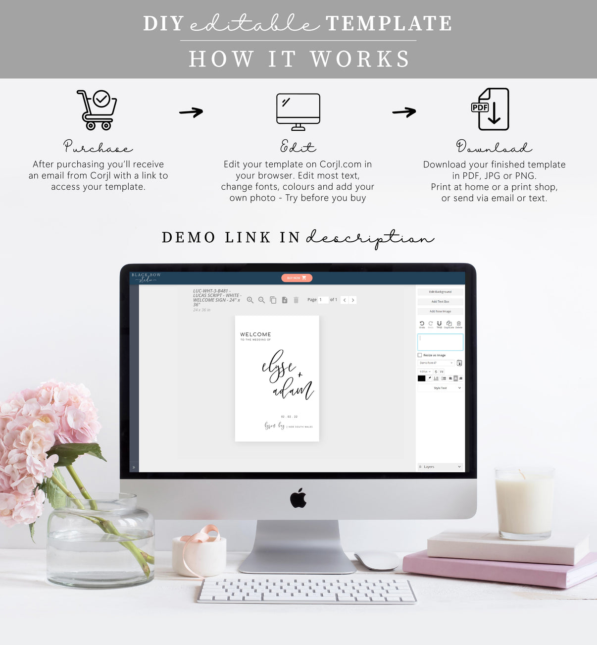 Lucas White | Printable Welcome Sign Template – Black Bow Studio