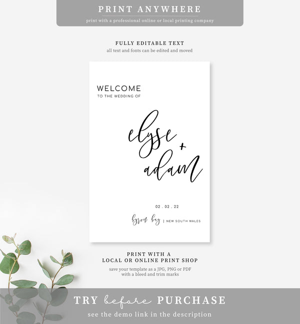 Lucas White | Printable Welcome Sign Template – Black Bow Studio