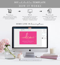Paintly Hot Pink Gold | Printable Welcome Sign Template – Black Bow Studio