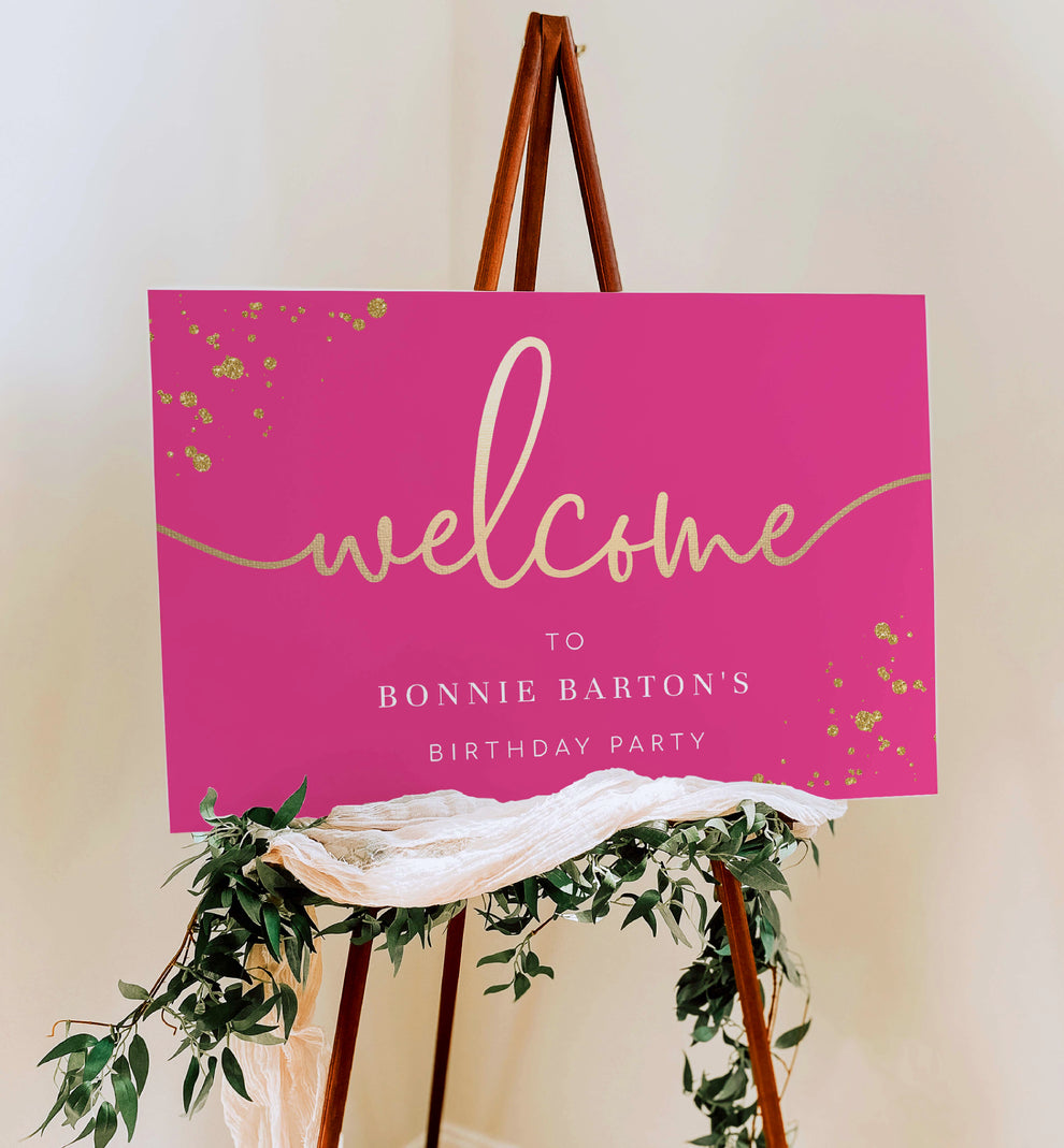 Paintly Hot Pink Gold | Printable Welcome Sign Template – Black Bow Studio