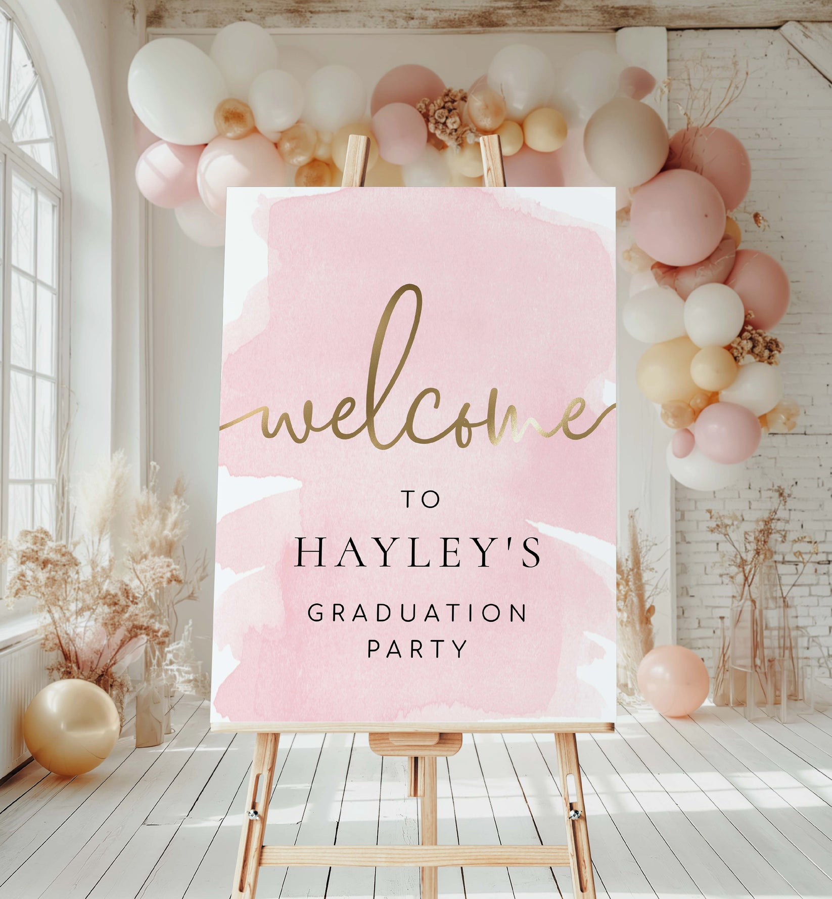 Pink Gingham Printable Welcome Sign – Black Bow Studio