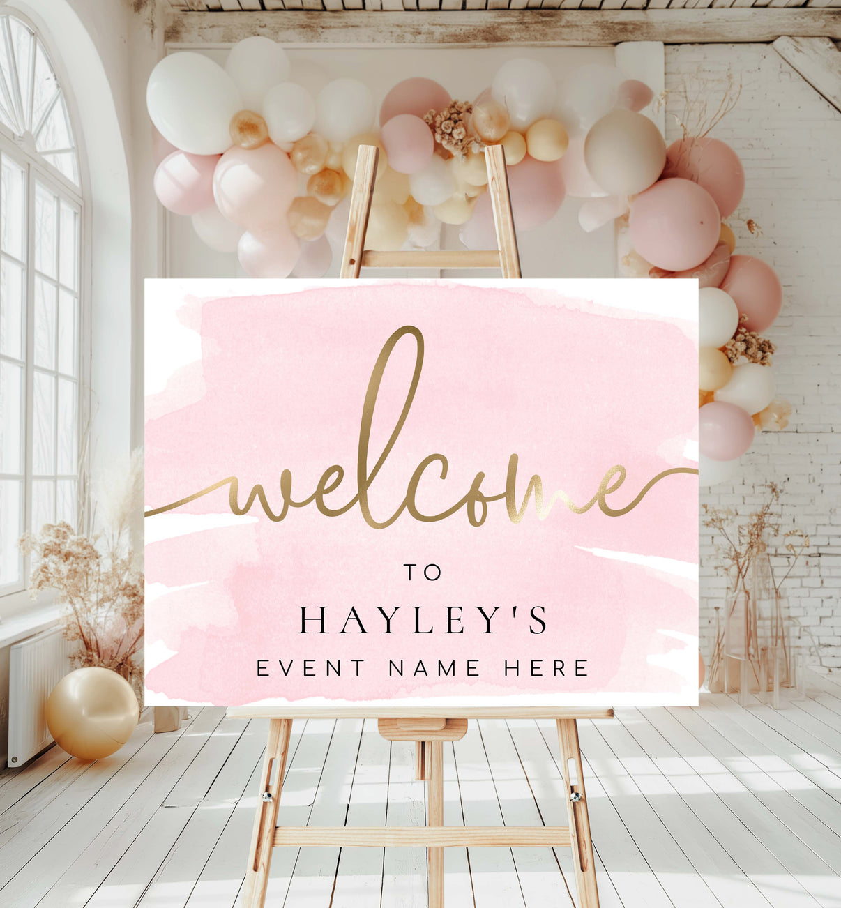 Pink Gingham Printable Welcome Sign – Black Bow Studio