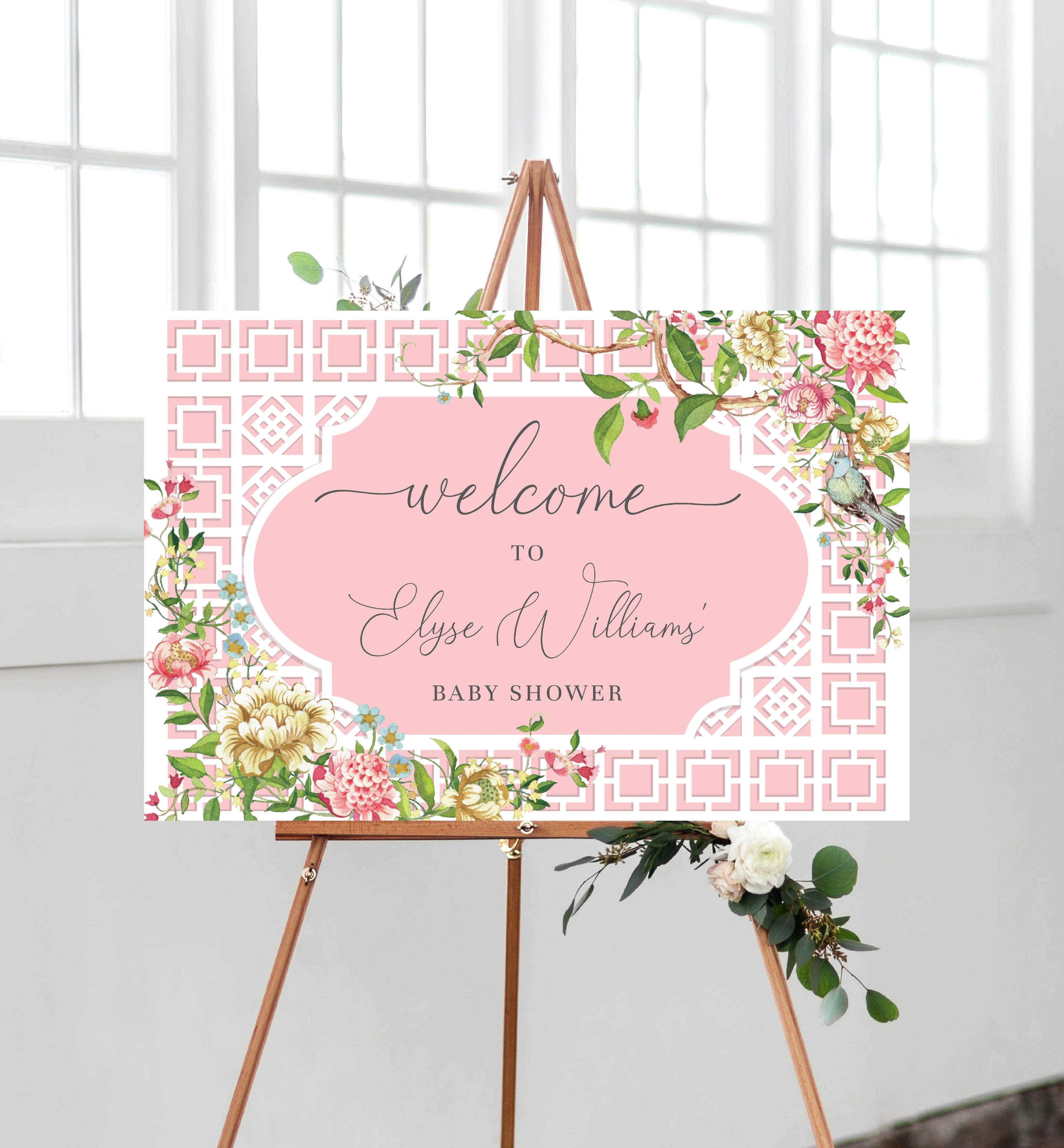 Trianon Pink | Printable Welcome Sign Template – Black Bow Studio