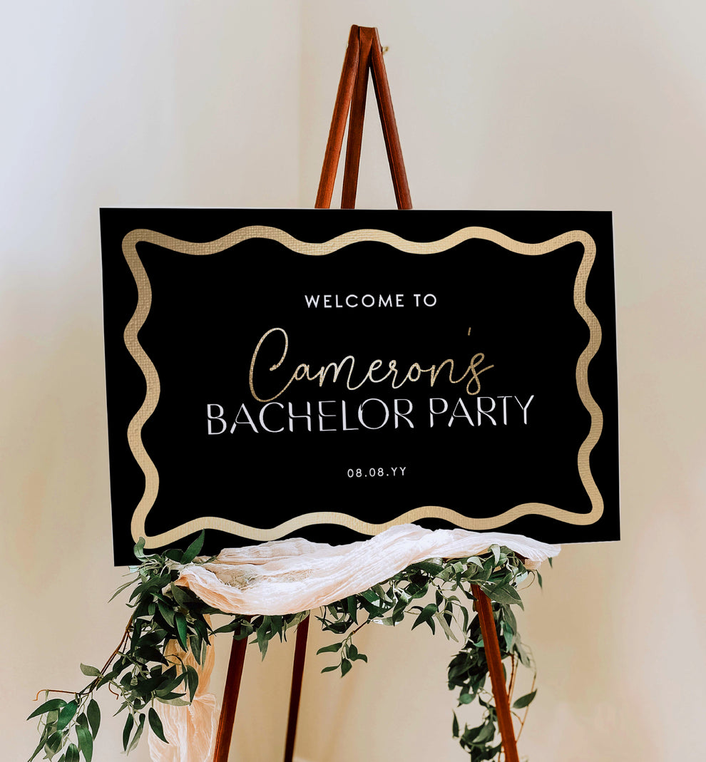 Wave Black Gold | Printable Welcome Sign Template – Black Bow Studio