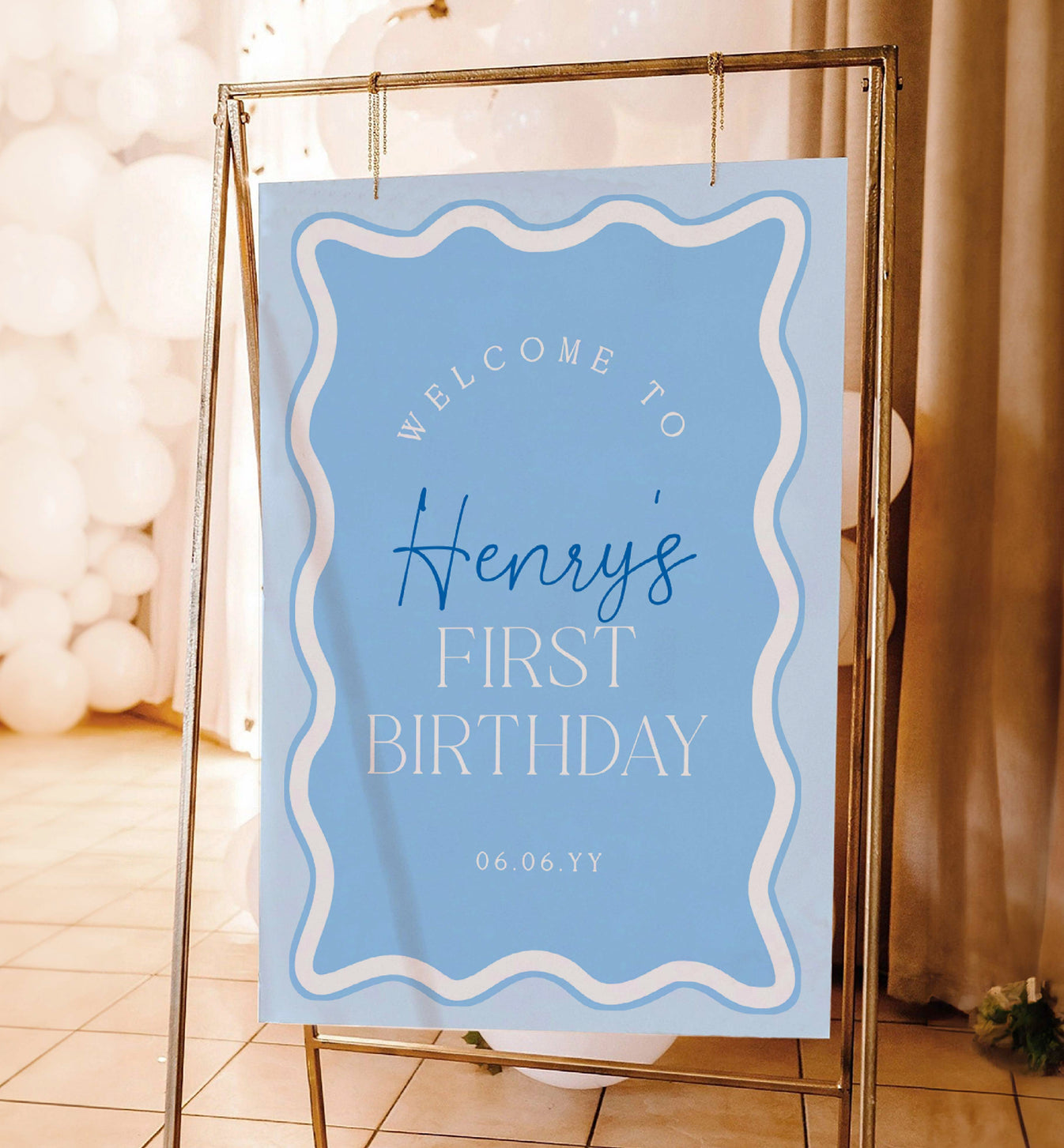 Wave Blue | Printable Welcome Sign Template – Black Bow Studio