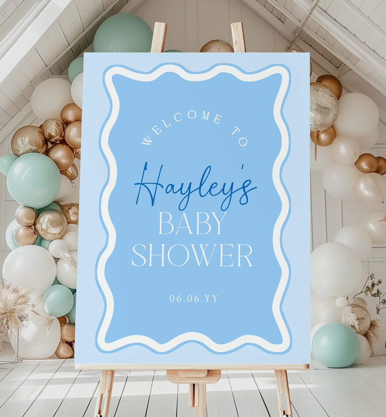 Wave Blue | Printable Welcome Sign Template – Black Bow Studio