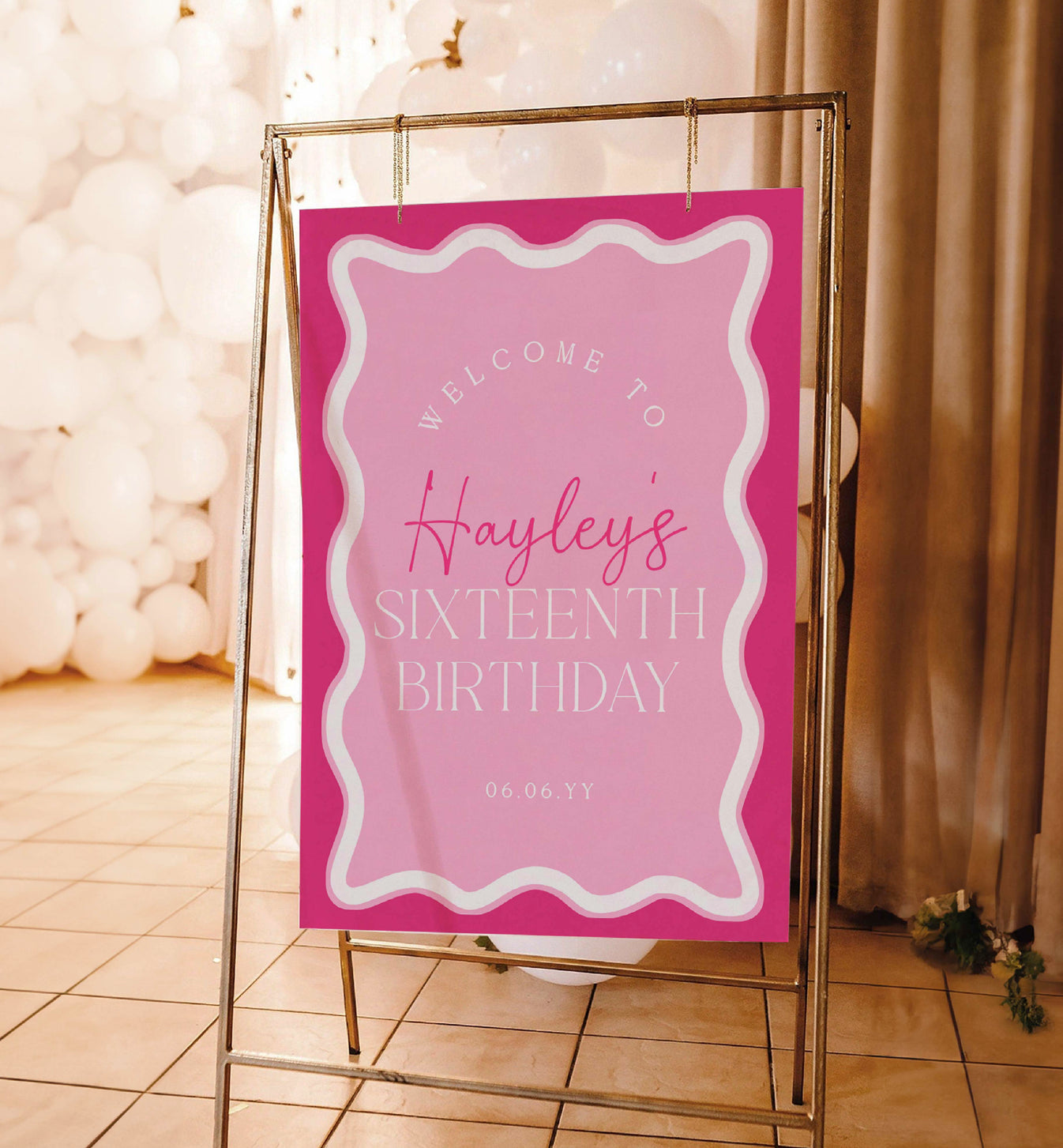 Wave Hot Pink | Printable Welcome Sign Template – Black Bow Studio