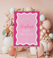 Wave Hot Pink | Printable Welcome Sign Template – Black Bow Studio