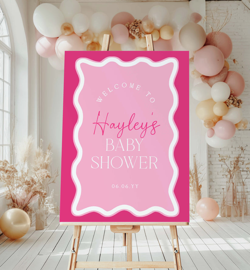 Wave Hot Pink | Printable Welcome Sign Template – Black Bow Studio